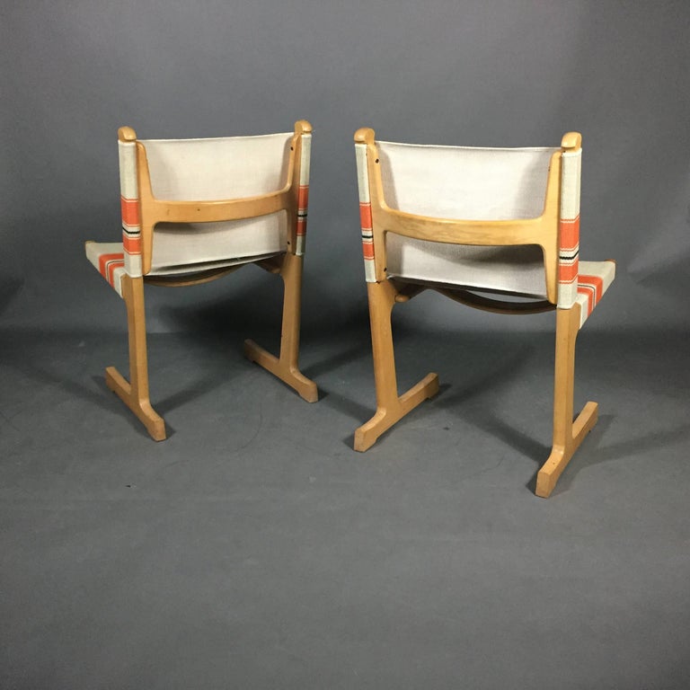 Six Ditte and Adrian Heath Cantilevered Canvas Dining Chairs, Denmark ...