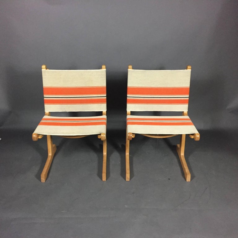 Six Ditte and Adrian Heath Cantilevered Canvas Dining Chairs, Denmark ...