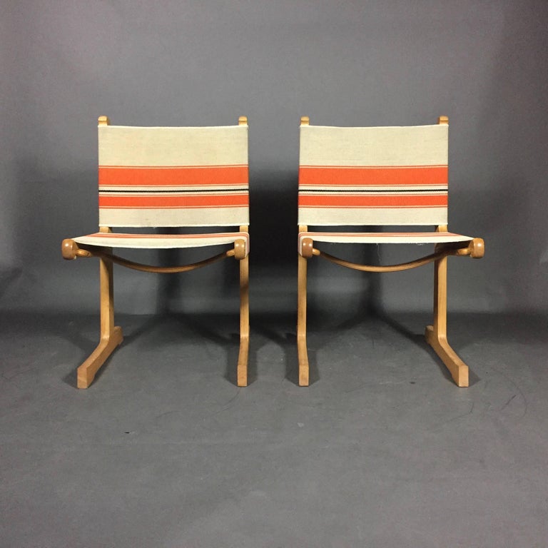 Six Ditte and Adrian Heath Cantilevered Canvas Dining Chairs, Denmark ...