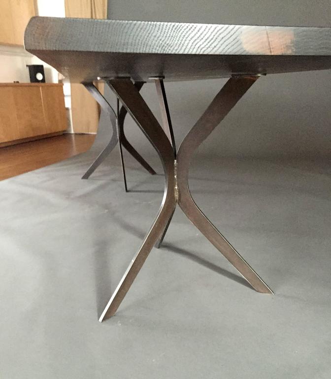 Blackened Red Oak 10' Table, Steel Tripod Base, Daniel Oates, USA at ...