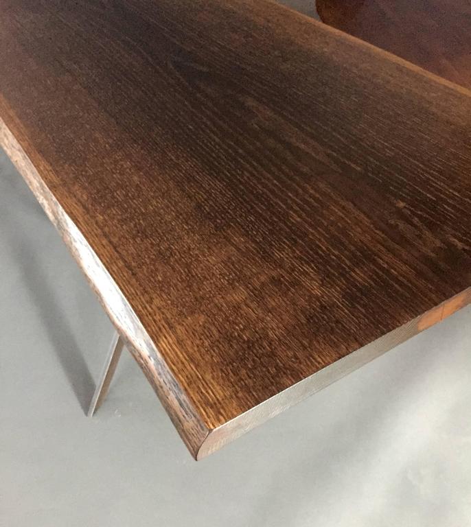 Blackened Red Oak 10' Table, Steel Tripod Base, Daniel Oates, USA at ...