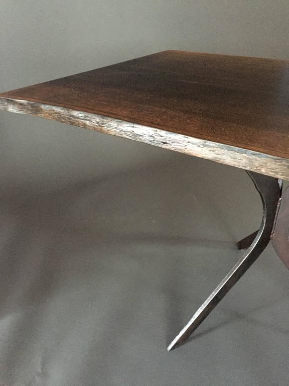Blackened Red Oak 10' Table, Steel Tripod Base, Daniel Oates, USA at ...