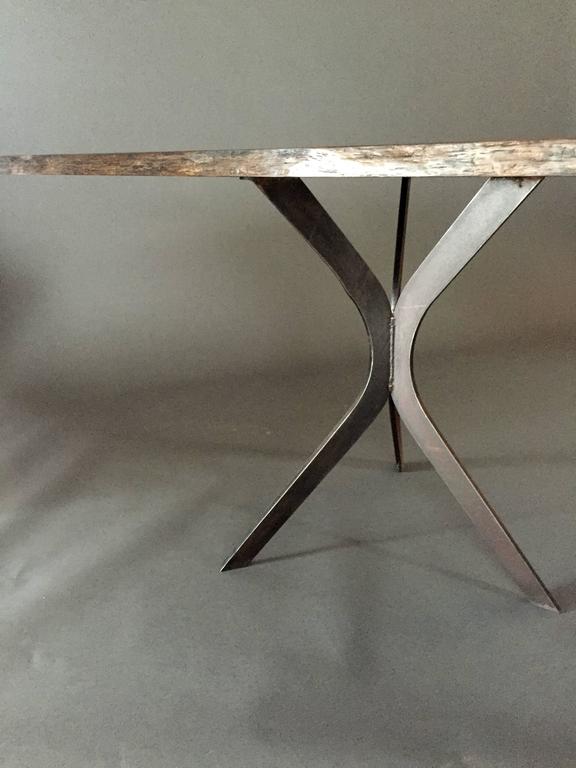 Blackened Red Oak 10' Table, Steel Tripod Base, Daniel Oates, USA at ...