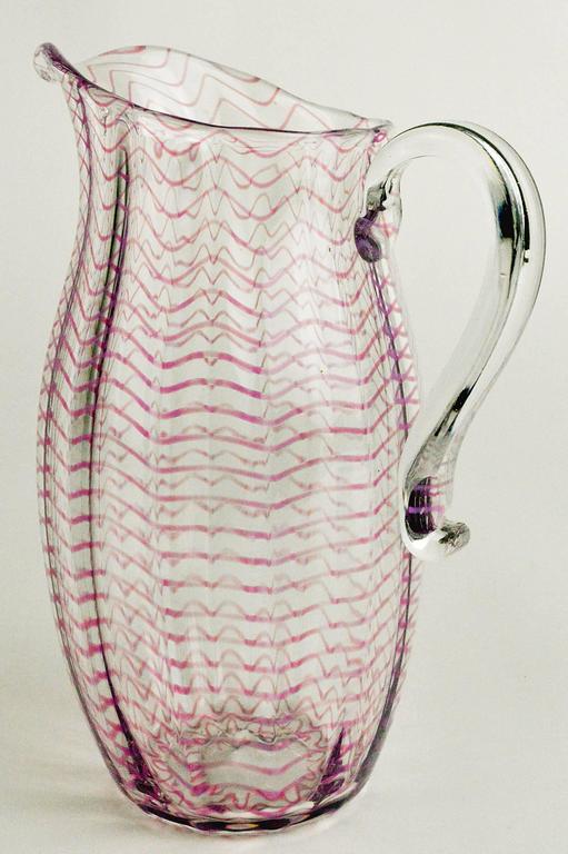 20th Century American Libby Art Glass Pitcher For Sale at 1stDibs