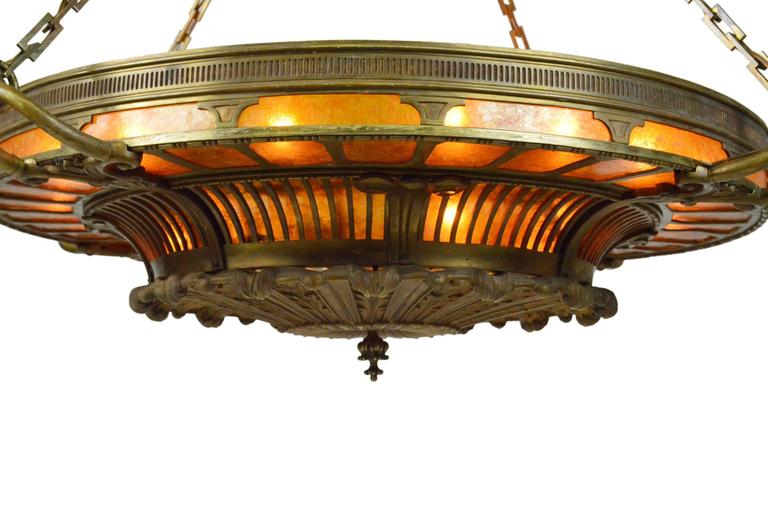 Monumental Neoclassical Style Bronze and Mica Chandelier Mitchell Vance ...