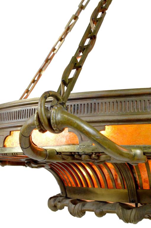 Monumental Neoclassical Style Bronze and Mica Chandelier Mitchell Vance ...