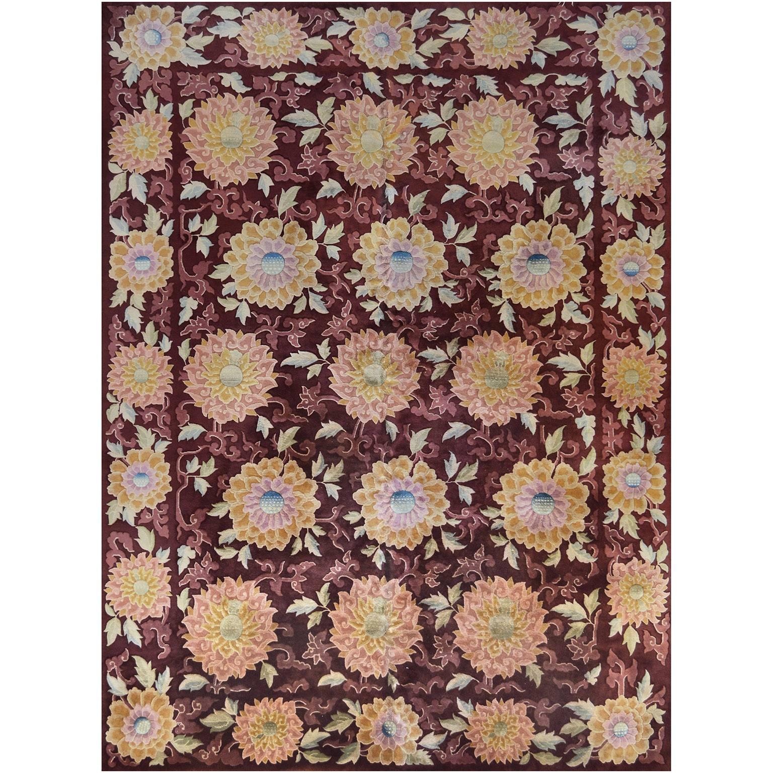 Handwoven Early 20th Century Wool Chinese Rug For Sale at 1stDibs