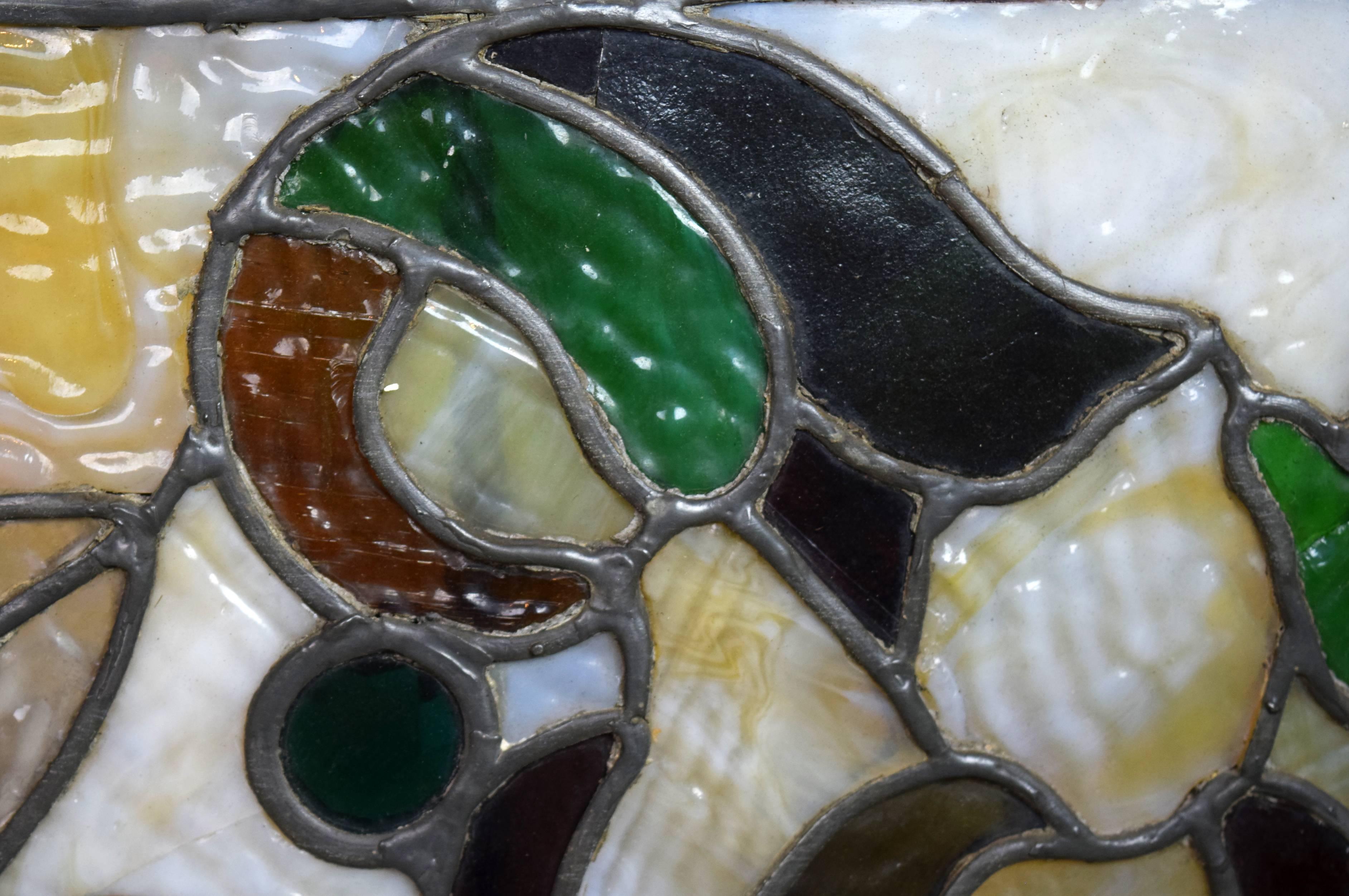 Victorian Transom Stained Glass Window with Jewels at 1stDibs