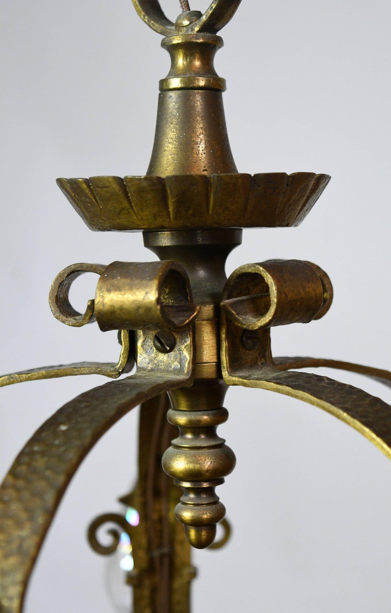 Gothic Revival Five Candle Chandelier with Mica Bowl For Sale at 1stDibs