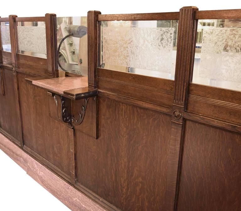 Early 20th Century Bank Teller Counter with Oak, Granite and Frosted ...