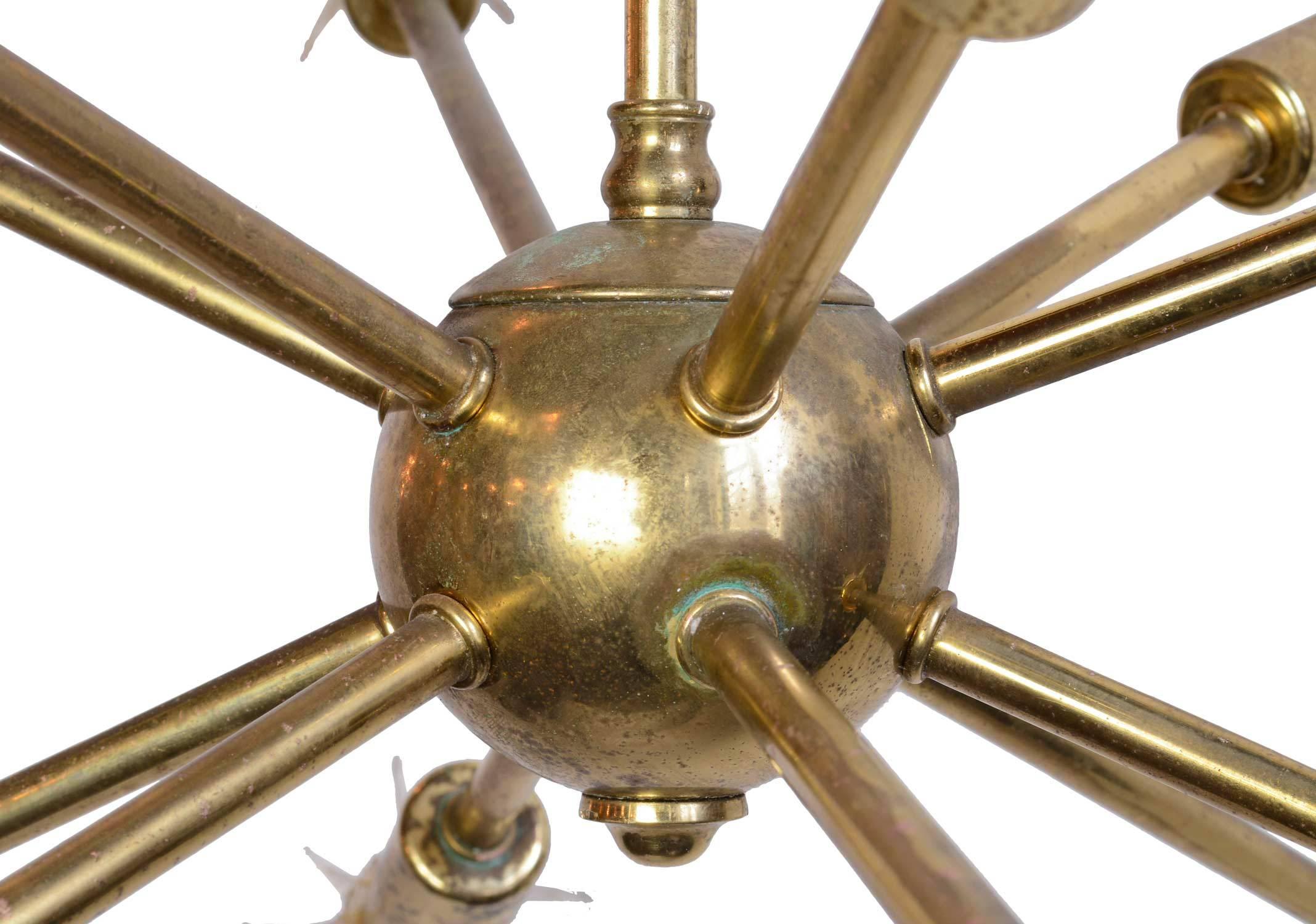 Brass 1960's Sputnik Chandelier with Original Starlight Bulbs at ...