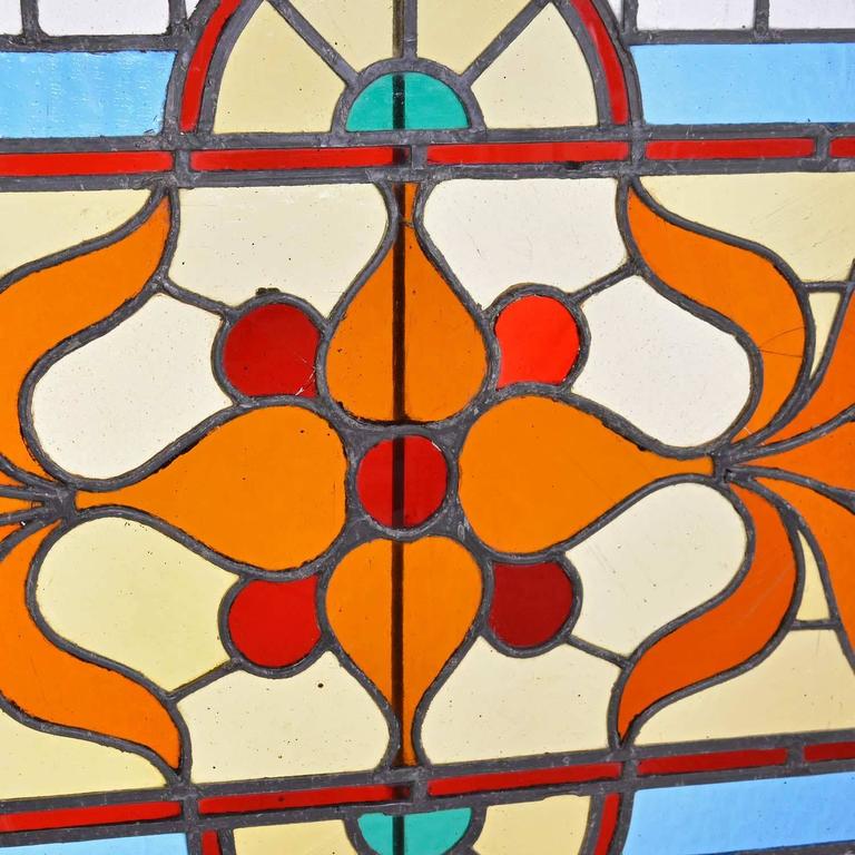 Victorian Stained Glass Window with Vivid Flashed Glass at 1stDibs