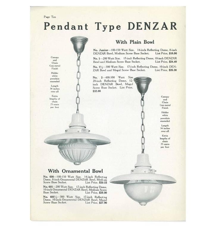 Early American 'Denzar' Two- Piece Shade and Enameled Fixture by ...
