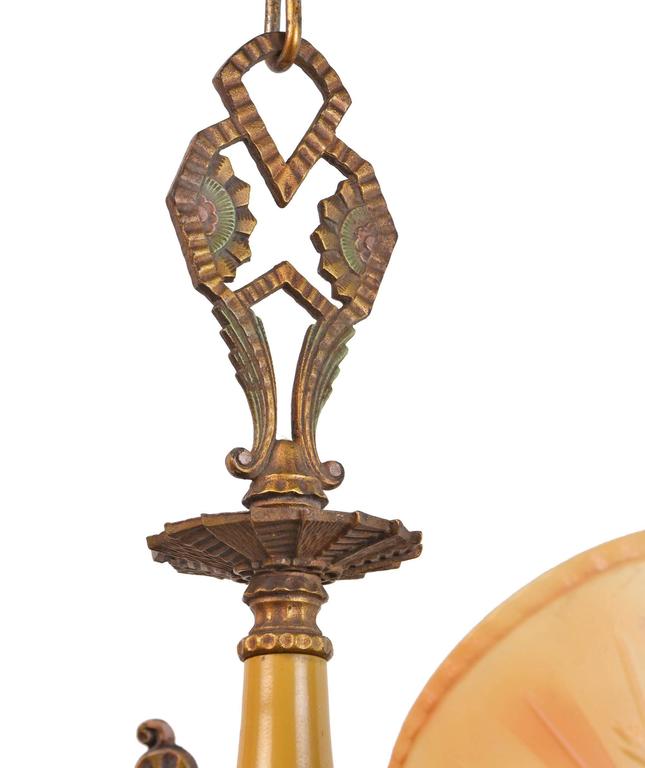 Beardslee Williamson Polychrome Art Deco Slip Shade Chandelier For Sale ...