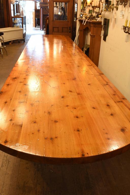 Long Pine Table with Curved Edges at 1stDibs
