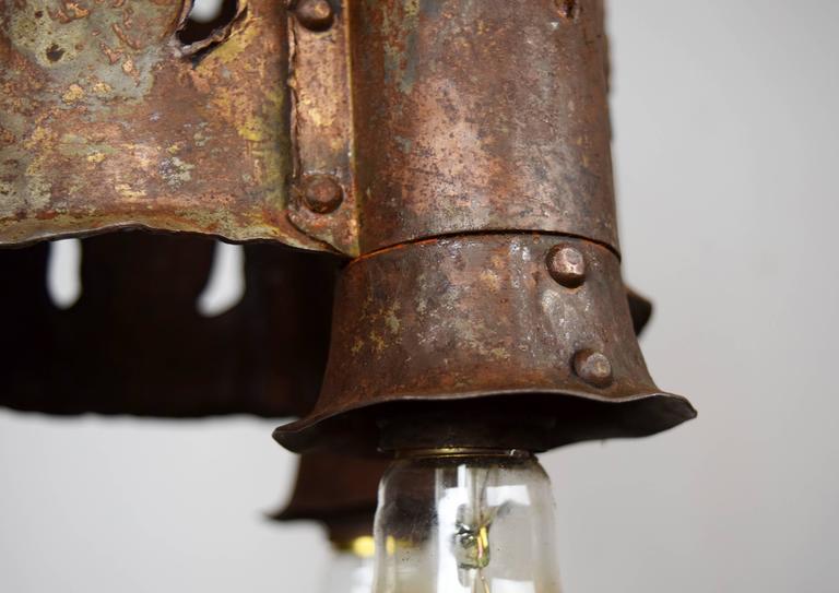 Gothic Iron Three-Light Pendant with Hammered Finish For Sale at 1stDibs