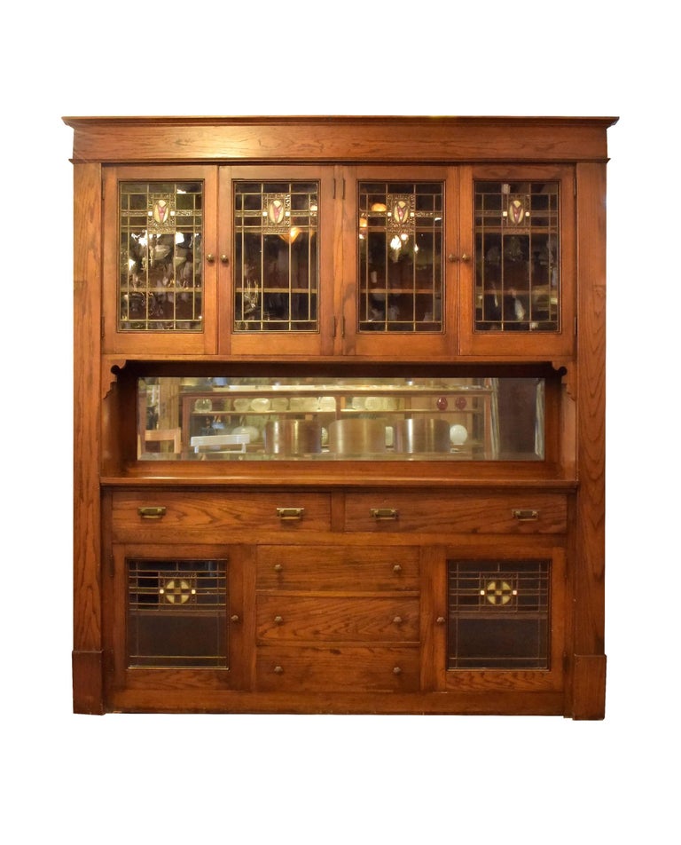 Mission Stained Glass Built in Buffet, circa 1925 at 1stDibs