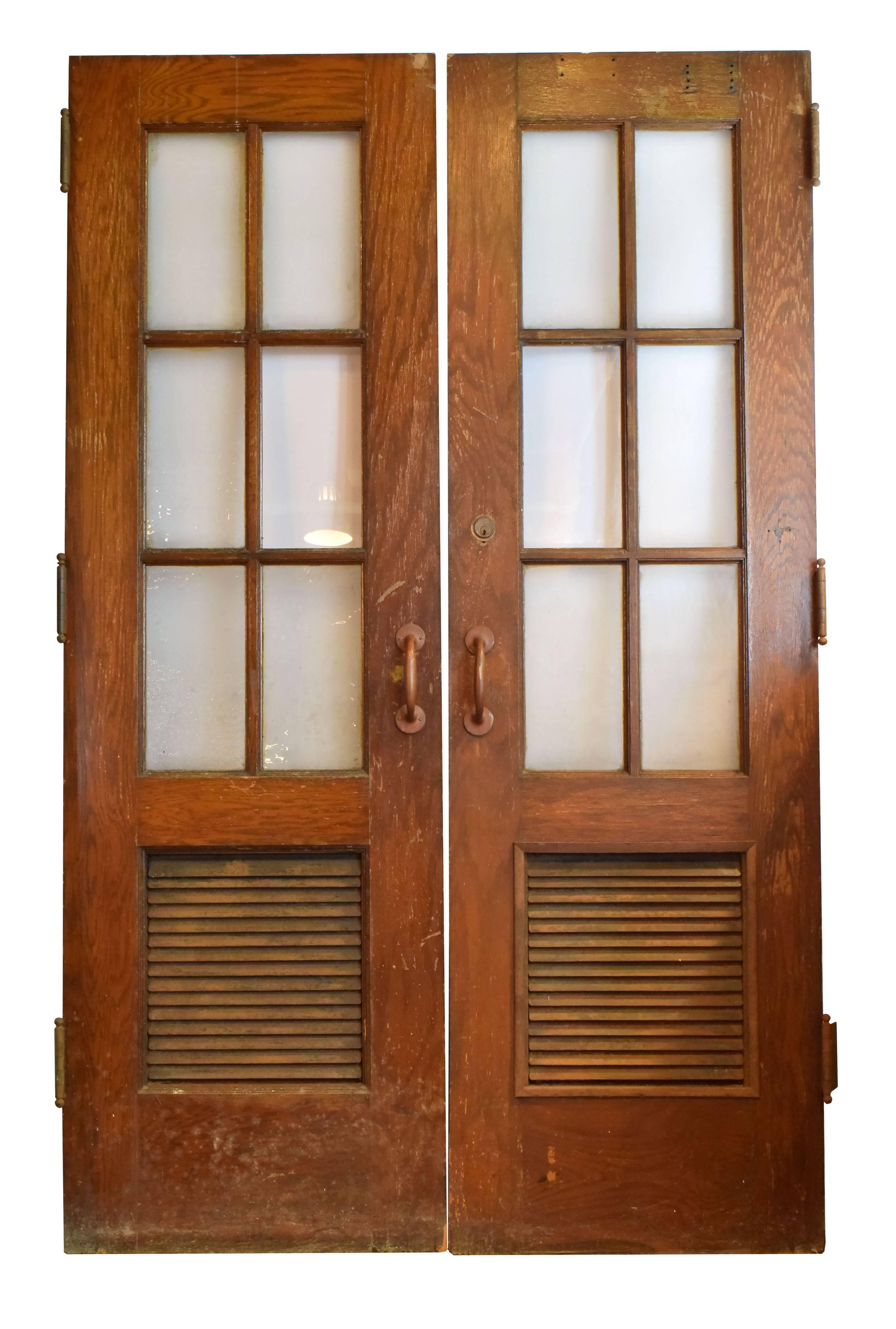 Oak Schoolhouse Doors, circa 1920 at 1stDibs