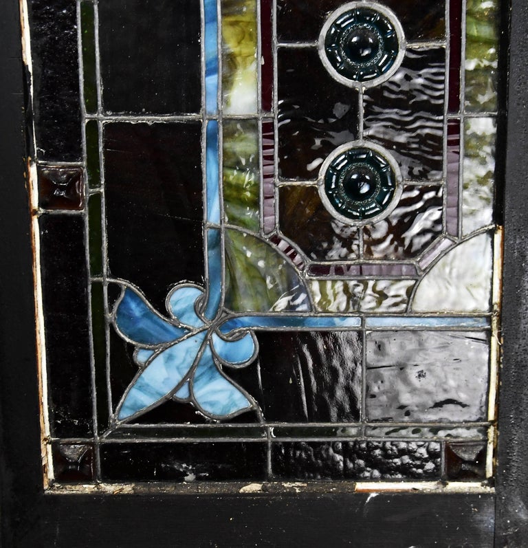 Three-Piece Stained Glass Victorian Window Unit at 1stDibs