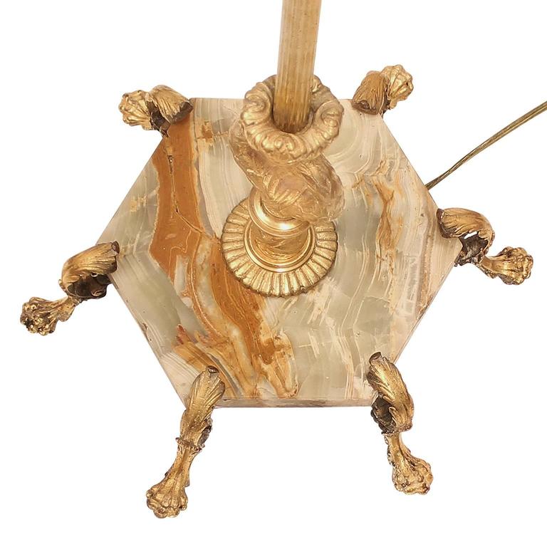 1920s French Claw Foot Brass Floor Lamp with Marble Base For Sale at ...