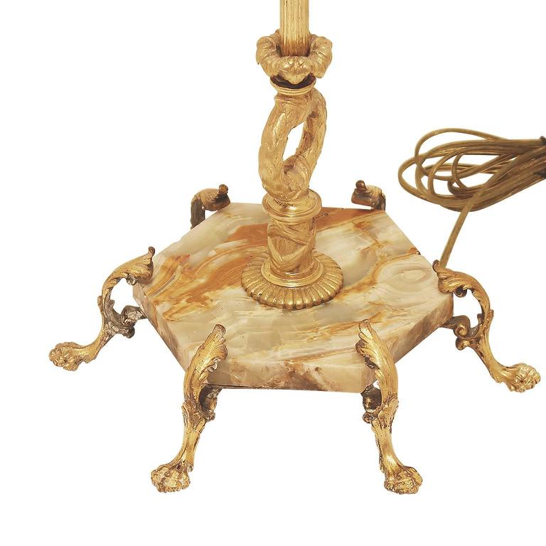 1920s French Claw Foot Brass Floor Lamp with Marble Base For Sale at ...