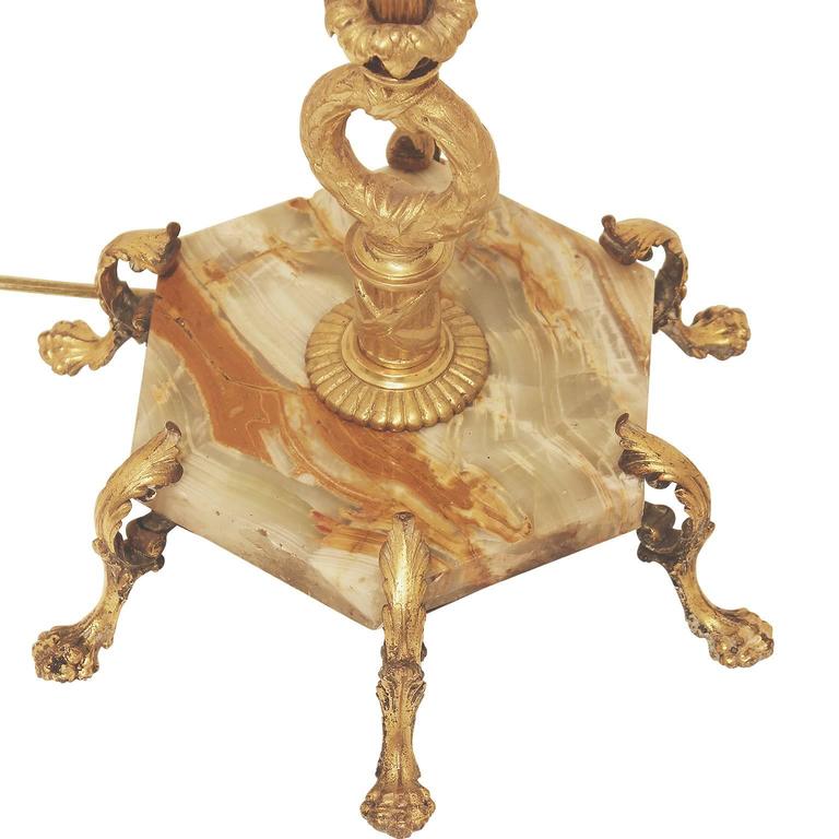 1920s French Claw Foot Brass Floor Lamp with Marble Base For Sale at ...