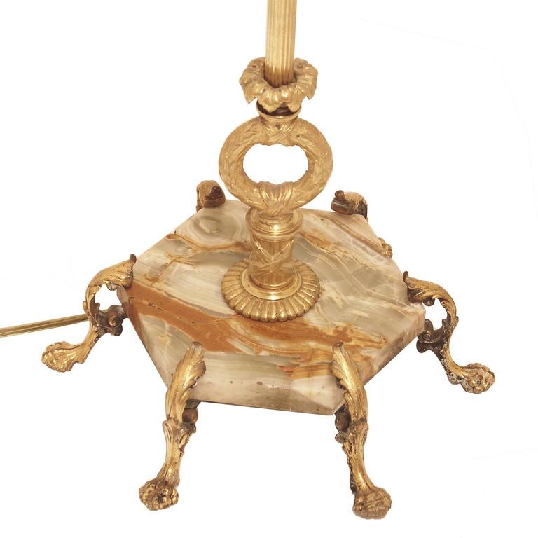 1920s French Claw Foot Brass Floor Lamp with Marble Base For Sale at ...
