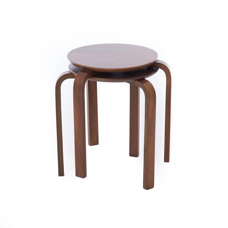 Mid-Century Modern Walnut Stacking Stools at 1stDibs
