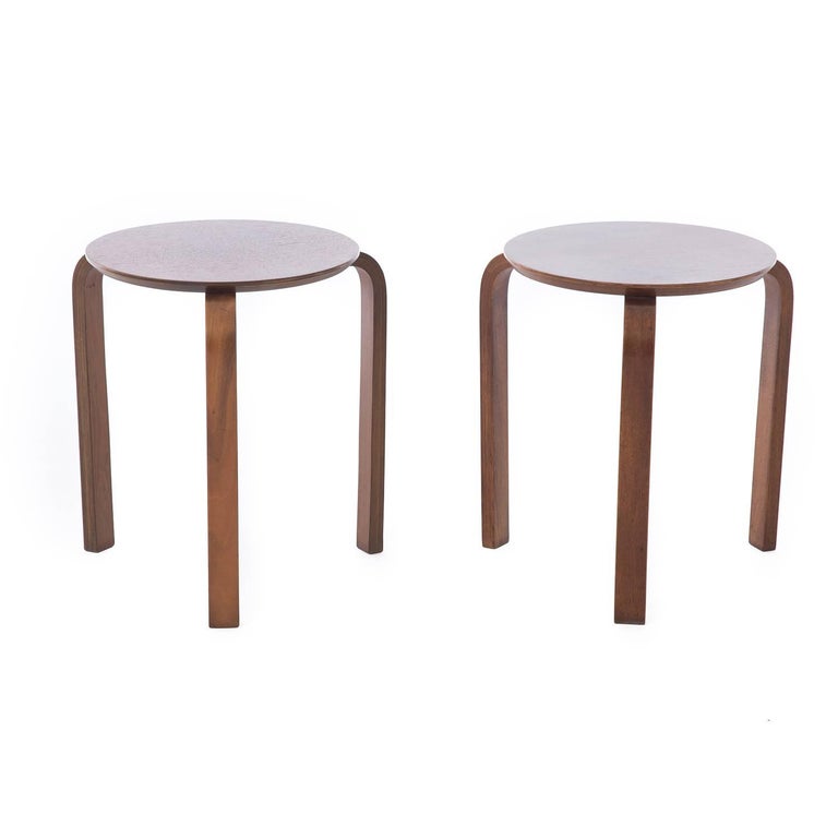 Mid-Century Modern Walnut Stacking Stools at 1stDibs