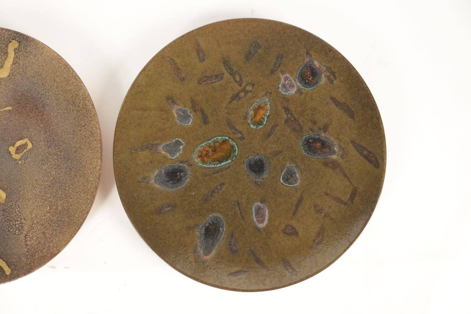 Two Hand-Painted Abstract Ceramic Plates by 'Alan Beitner' Signed at ...