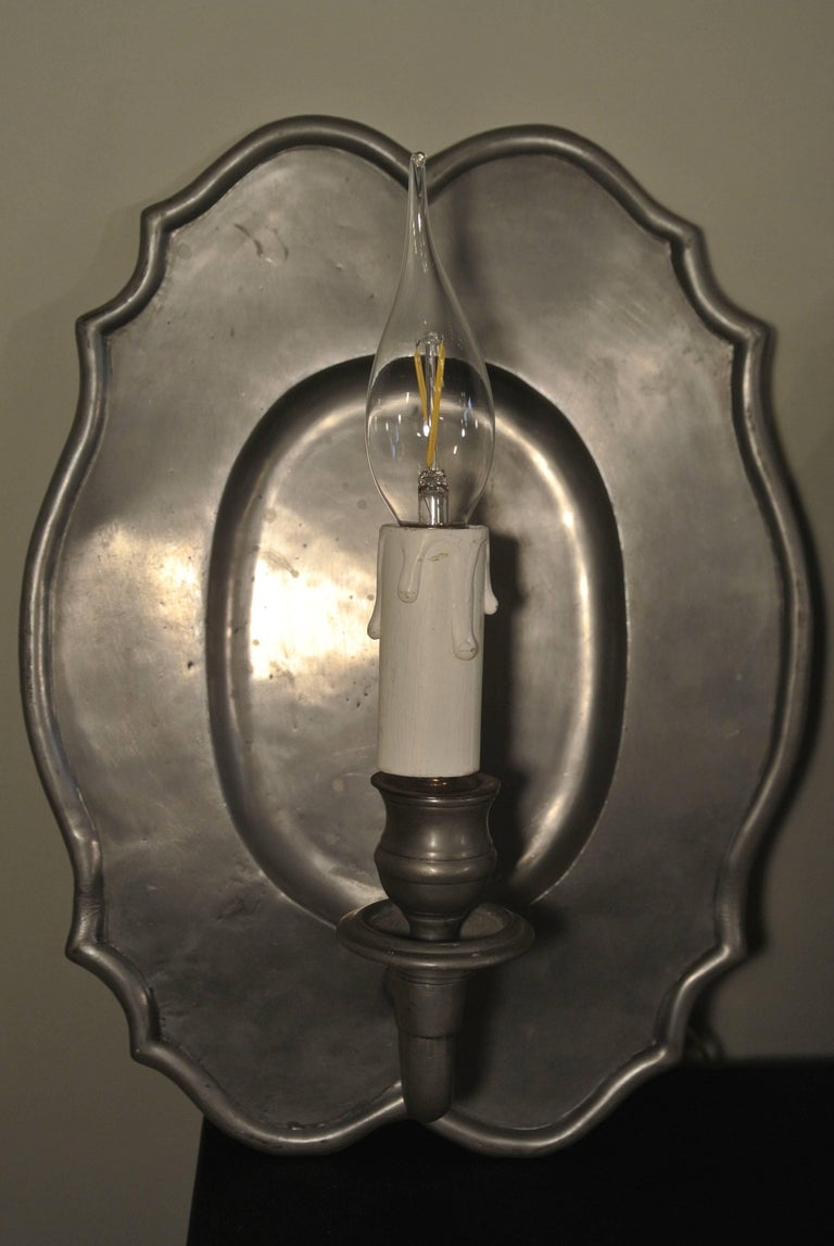 Nice Pair of French Pewter Sconces from the 20th Century For Sale at ...