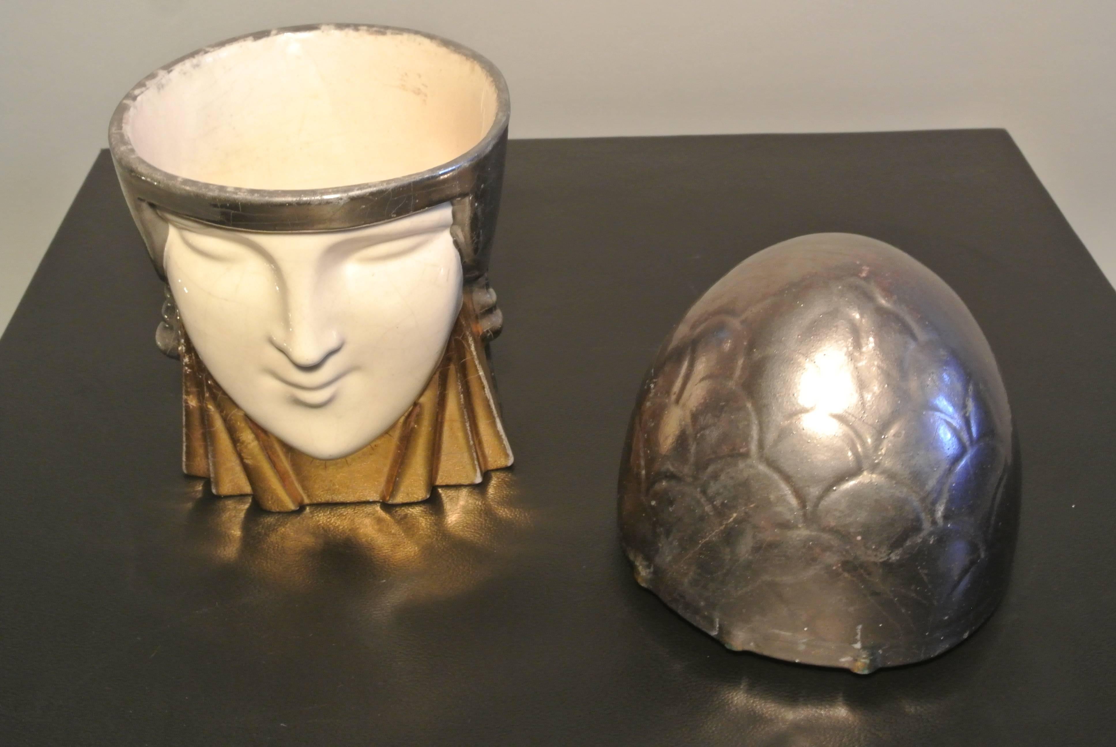 A Rare Porcelain Art Deco box in the form of a Head by Robj. C.1930 ...