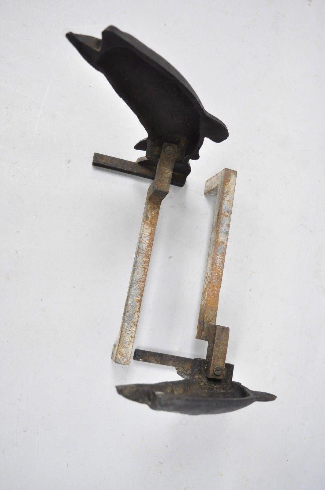 Pair of Antique Black Cast Iron Leaping Trout Fish Andirons by Liberty ...