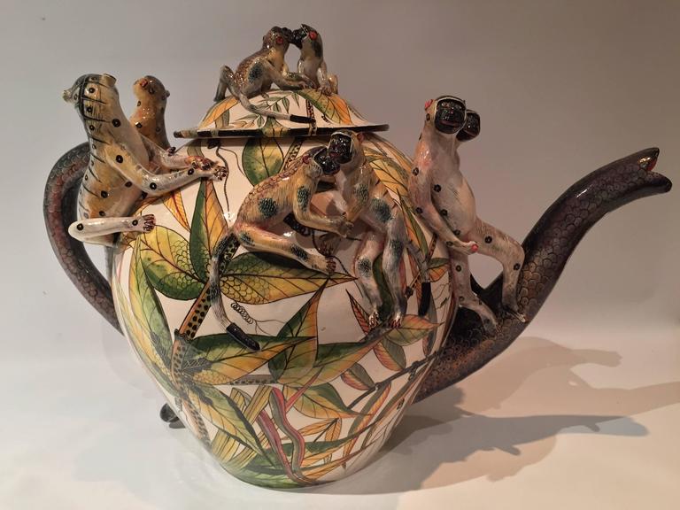 Monkey Teapot Ceramic Sculpture by Ardmore from South Africa at 1stDibs ...