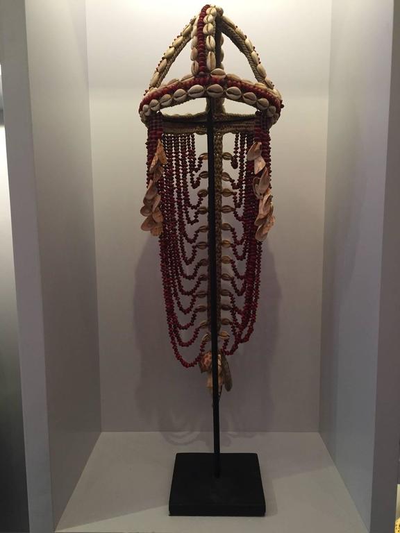 Headdress from Papua New Guinea Made from Cowrie Shells and Red Seeds ...