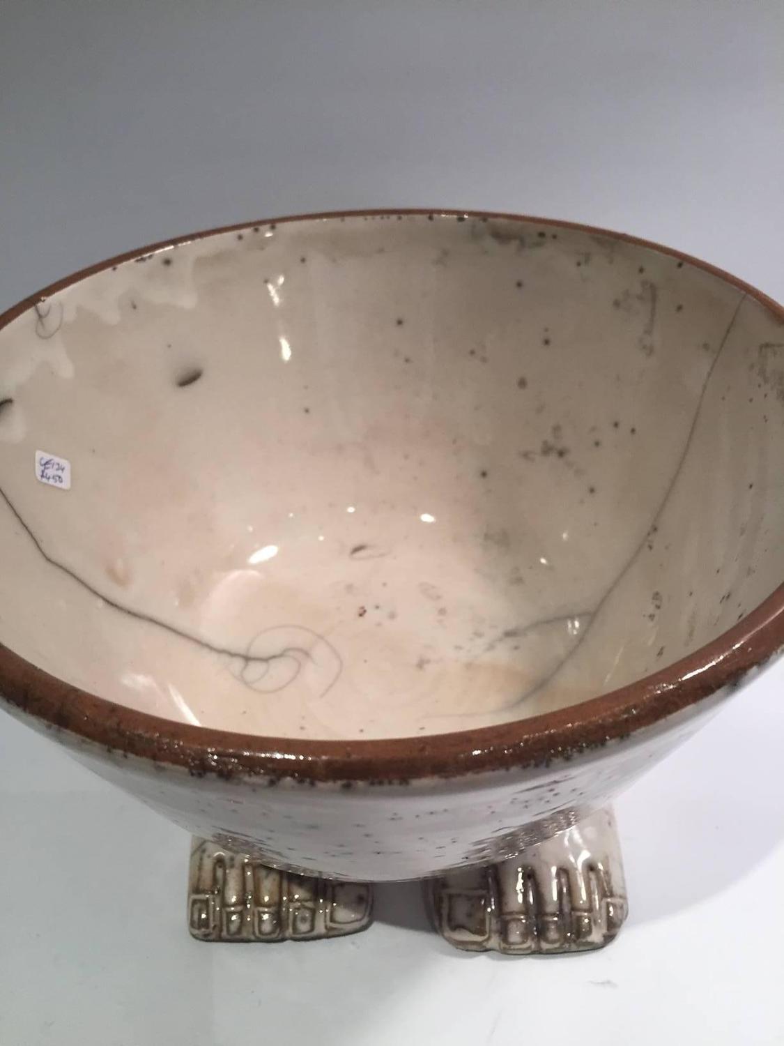 Egyptian Footed Glazed Ceramic Libation Bowl from Luxor at 1stdibs