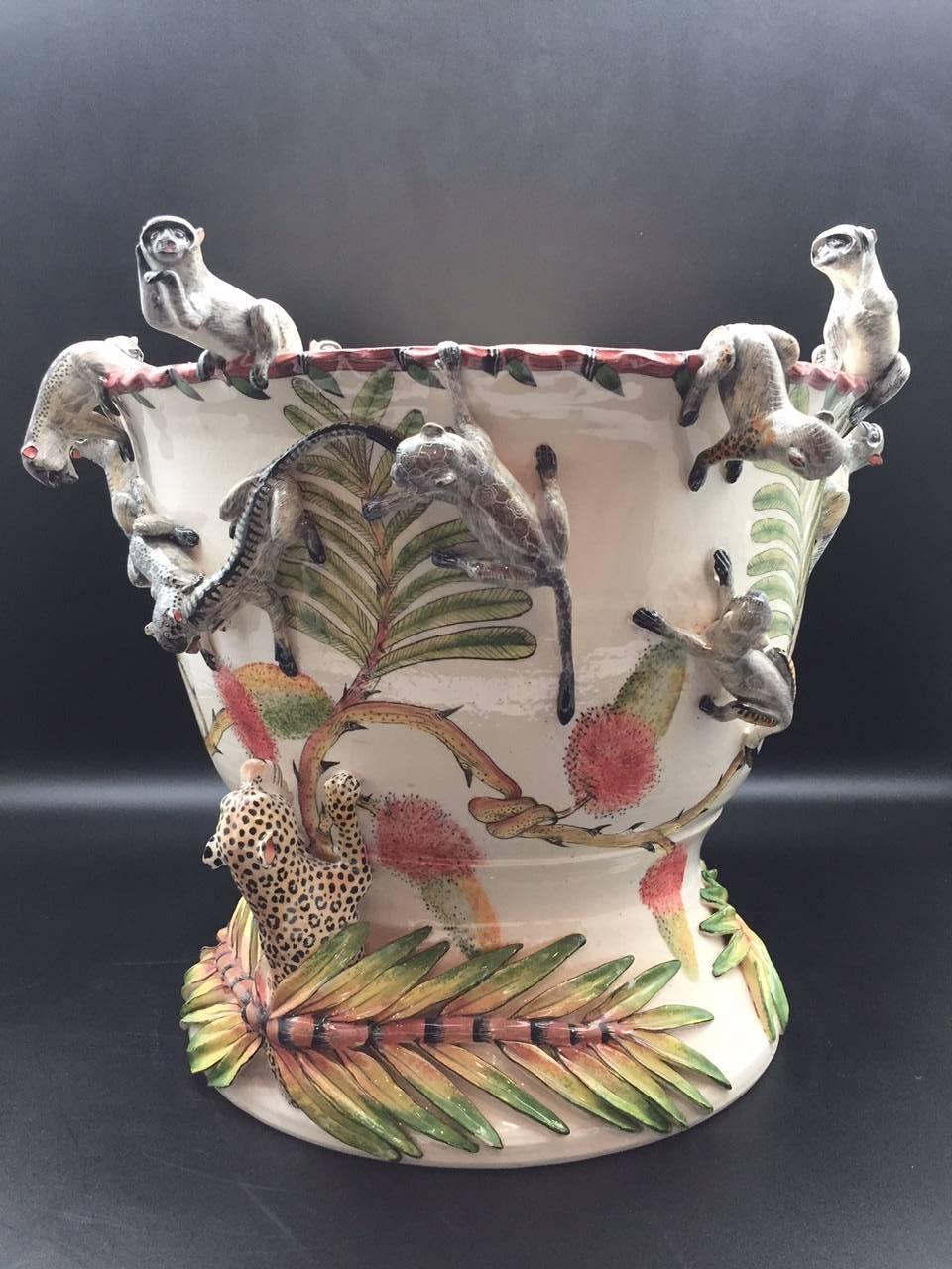 Monkey Planter, Ceramic Sculpture by Ardmore from South Africa For Sale ...