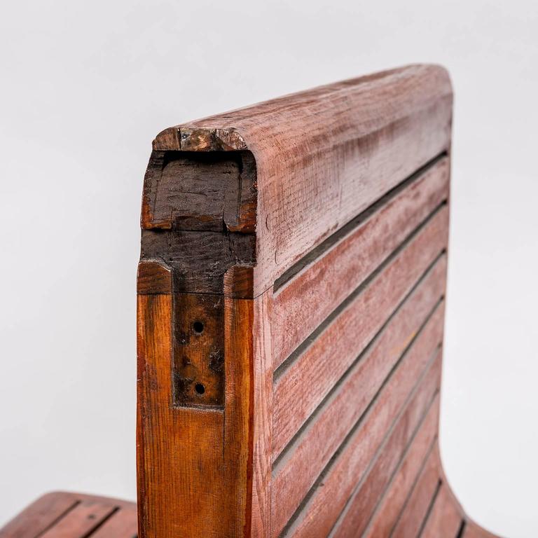 1920s French Paris Metro Second Class Double Sided Wooden Slatted Bench ...