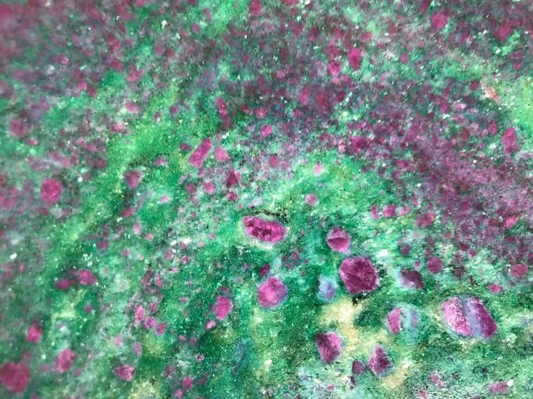 Red Ruby in Green Fuchsite Semi-Precious Footed Stone Bowl at 1stDibs