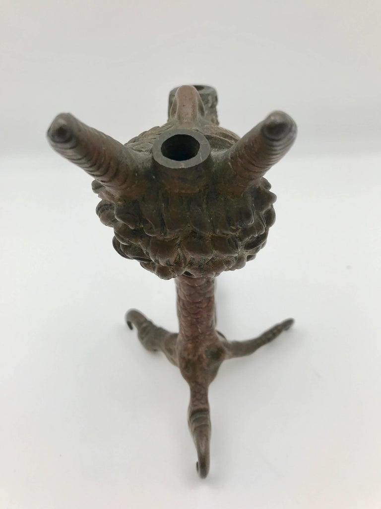 19th Century Continental Satyr, Pan, Devil Head Bronze Tobacco Cigar ...