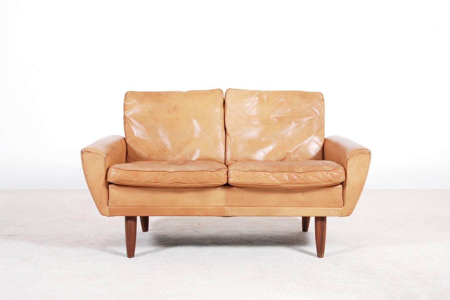 Scandinavian Two-Seater Leather Sofa, 1960 at 1stdibs