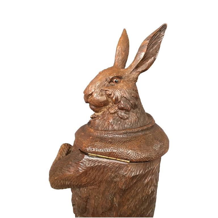 Late 19th Century Swiss Black Forest Carved Rabbit Tobacco Jar For Sale ...