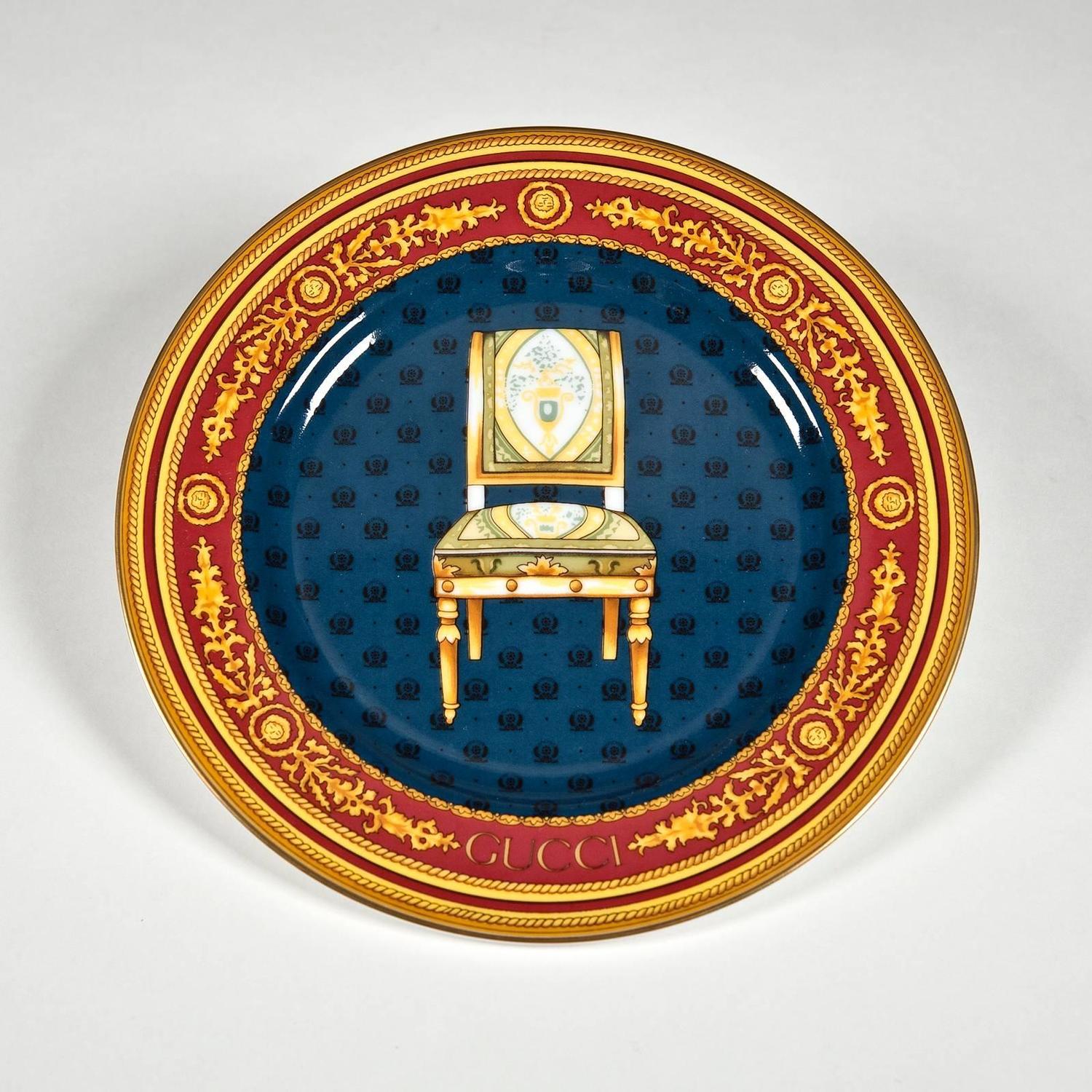 Coffee Set and Dessert Plates with Chairs by Gucci For Sale at 1stdibs