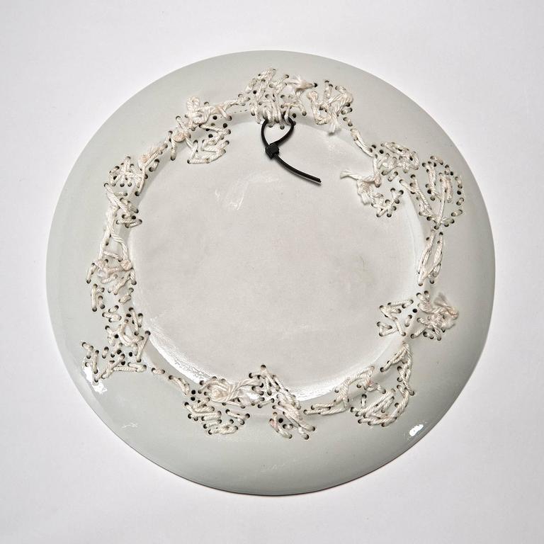 Hand Embroidered Plate from Delft Blue Project by Hella Jongerius For ...