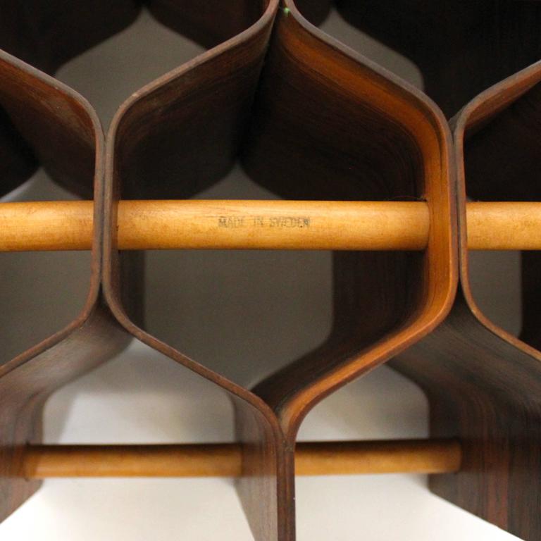 Torsten Johansson Swedish Rosewood and Birch Honeycomb Wine Rack, 1960s ...