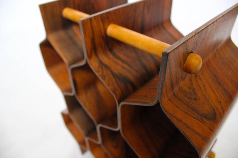 Torsten Johansson Swedish Rosewood and Birch Honeycomb Wine Rack, 1960s ...