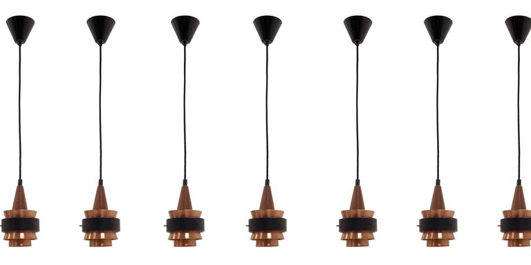 Set of Seven Scandinavian Ceiling Pendants, 1960s at 1stDibs