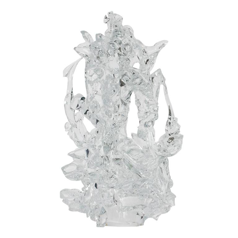 Brutalist Free-Form Clear Glass Sculpture at 1stDibs