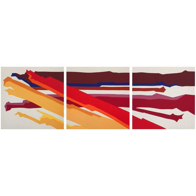 Triptych Abstract Fabric Art by Pam Castano at 1stDibs