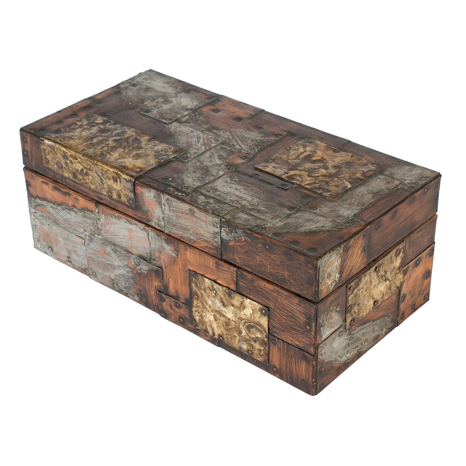 Paul Evans Patchwork Mixed Metals Brutalist Box at 1stDibs